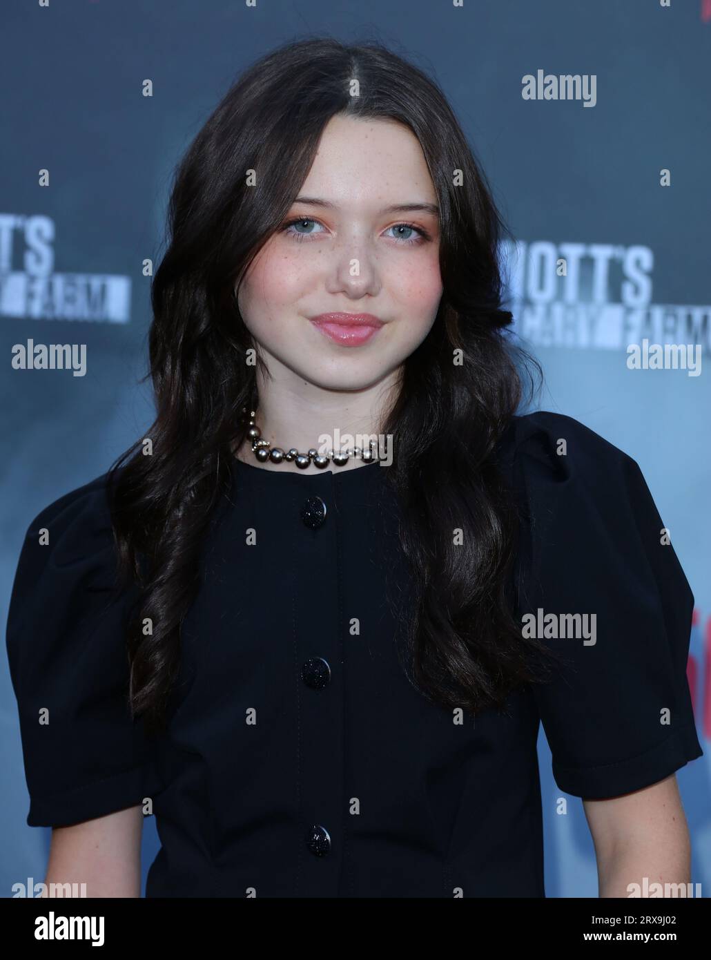 Buena Park, USA. 23rd Sep, 2023. Violet McGraw arrives at Knotts Scary ...