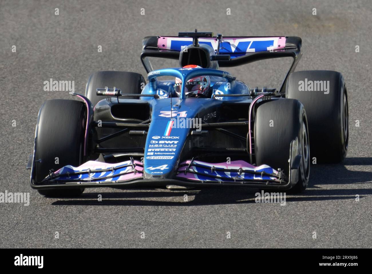 Alpine driver Esteban Ocon of France steers his car during the Japanese ...