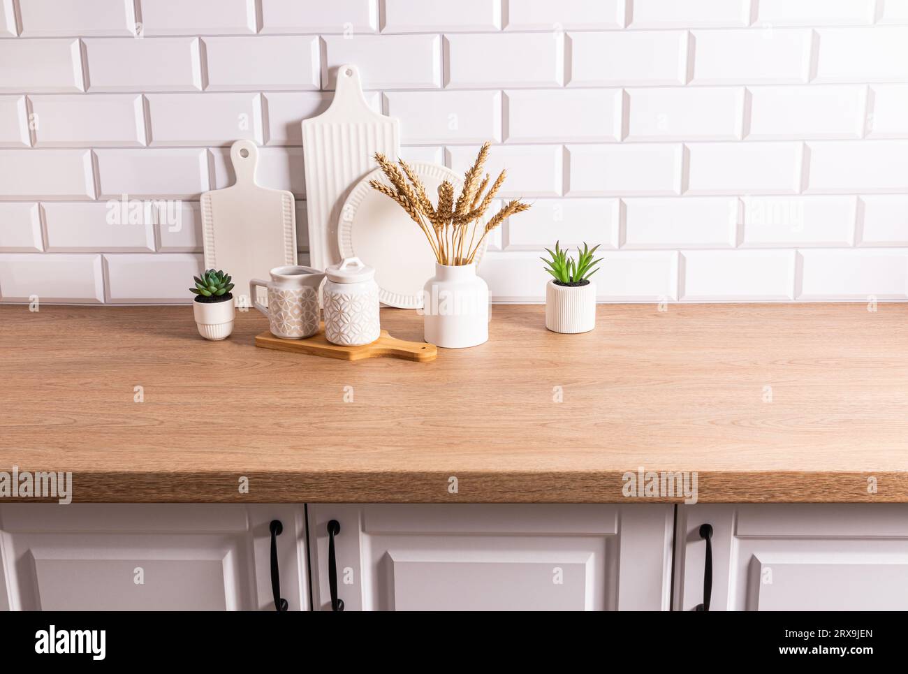 Beautiful kitchen background with different items and kitchen utensils ...