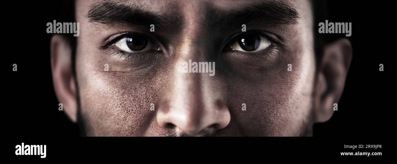 Closeup, soldier and face in sad with depression, anxiety and mental ...