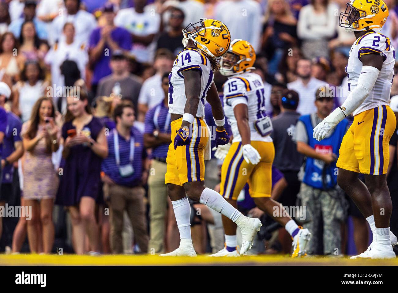 BATON ROUGE, LA - SEPTEMBER 23: LSU Tigers safety Andre' Sam (14 ...