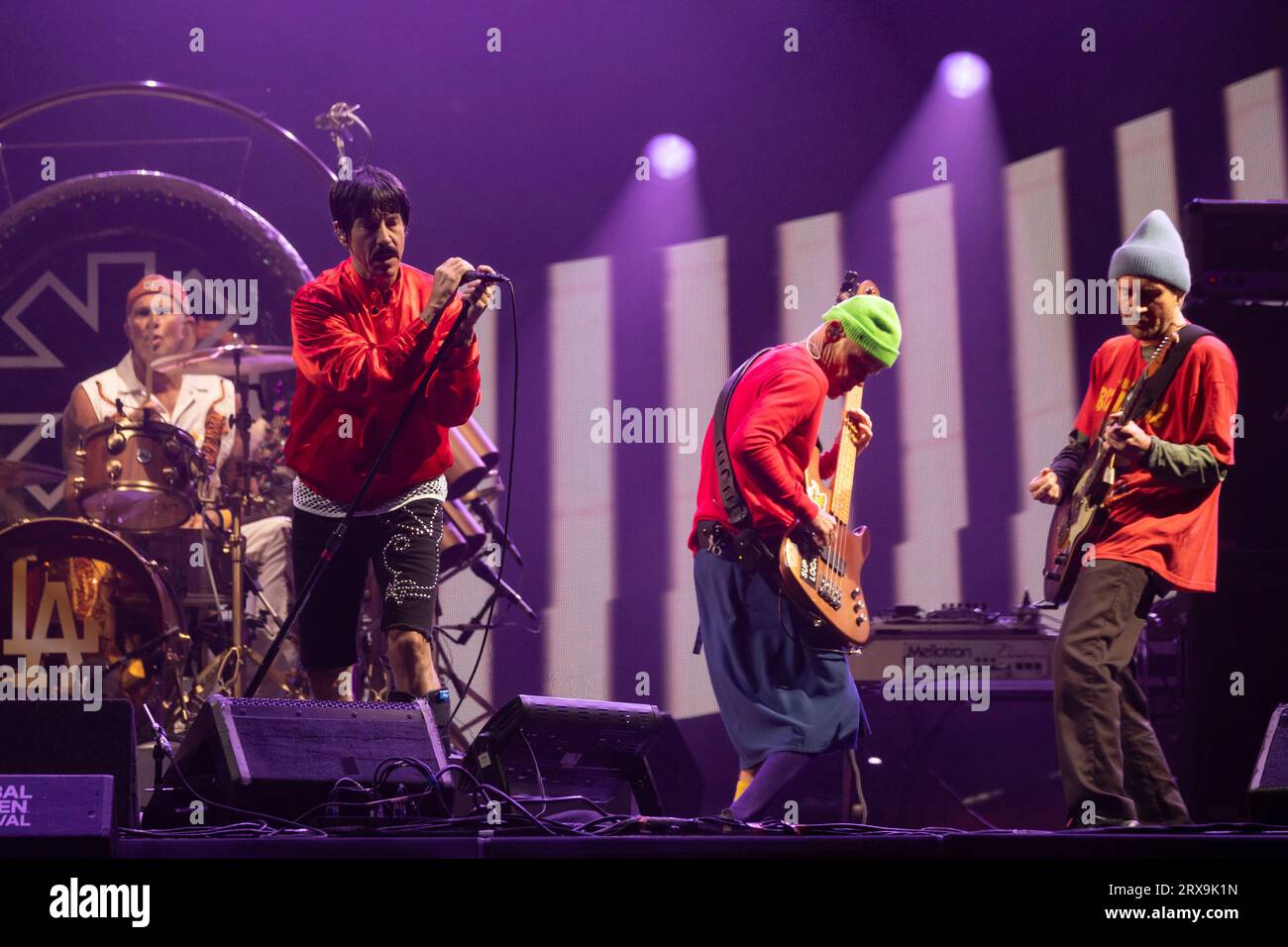 Members of teh Red Hot Chili Peppers from left to right, Chad Smith ...