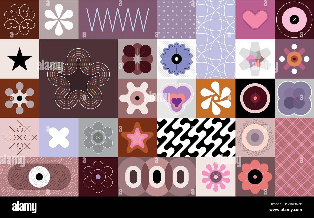 Abstract seamless background with different coloured patterns and ...