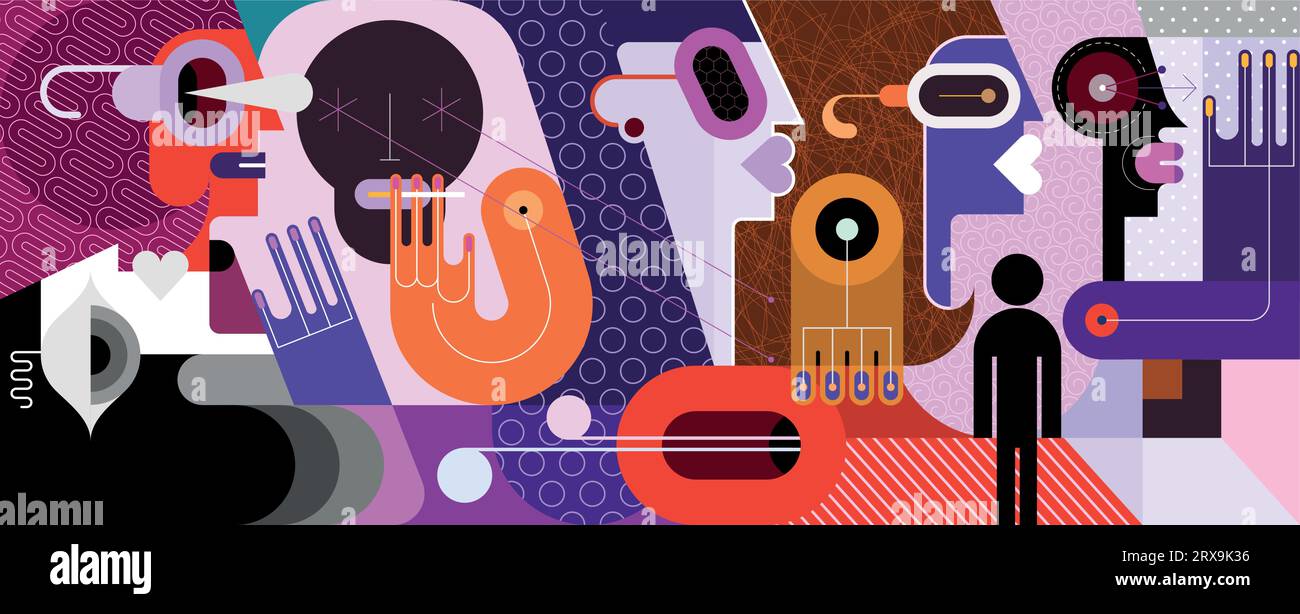 Collage large group people faces Stock Vector Images - Alamy