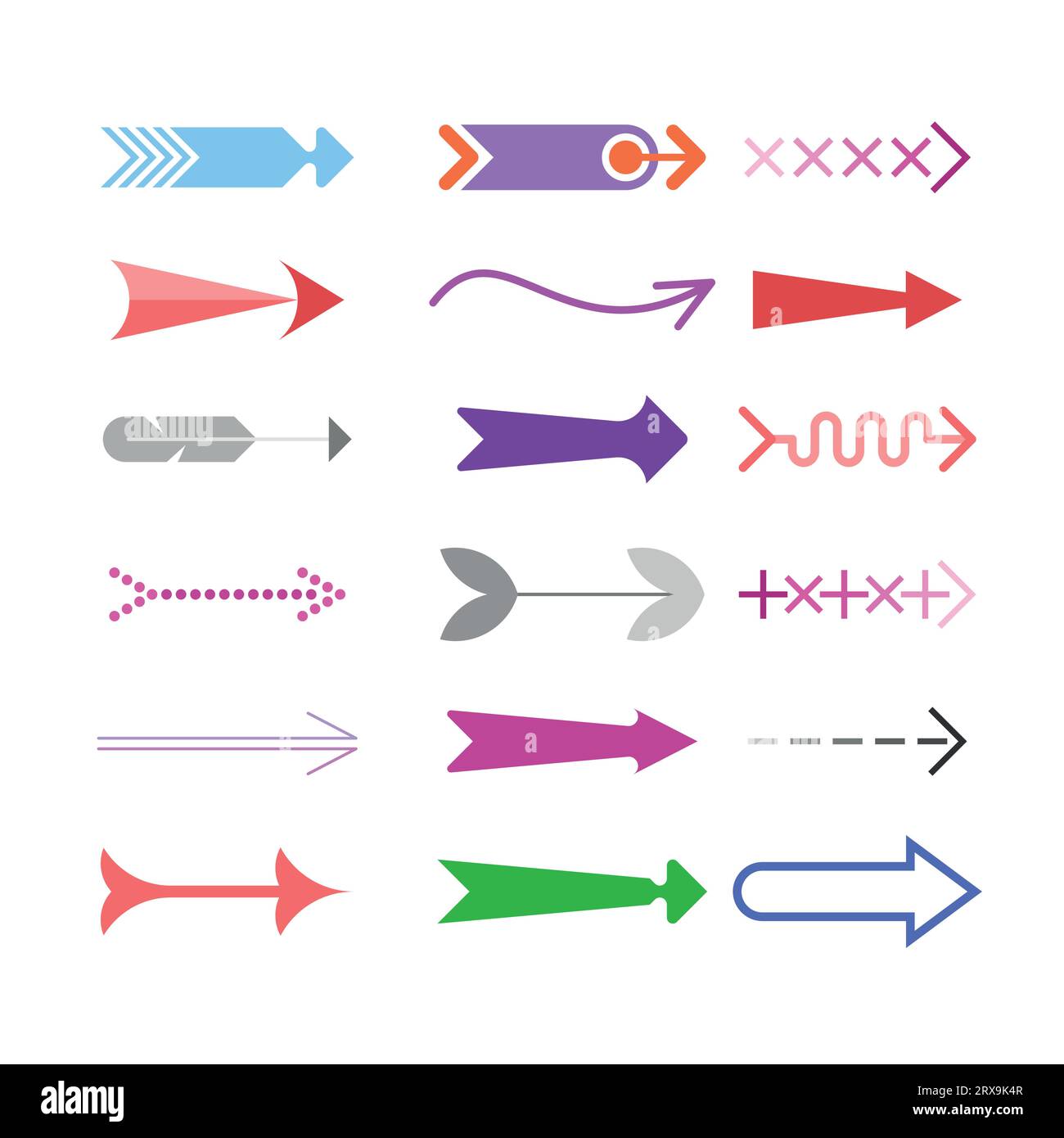 Arrows vector icon set. Large bundle of decorative colored design ...