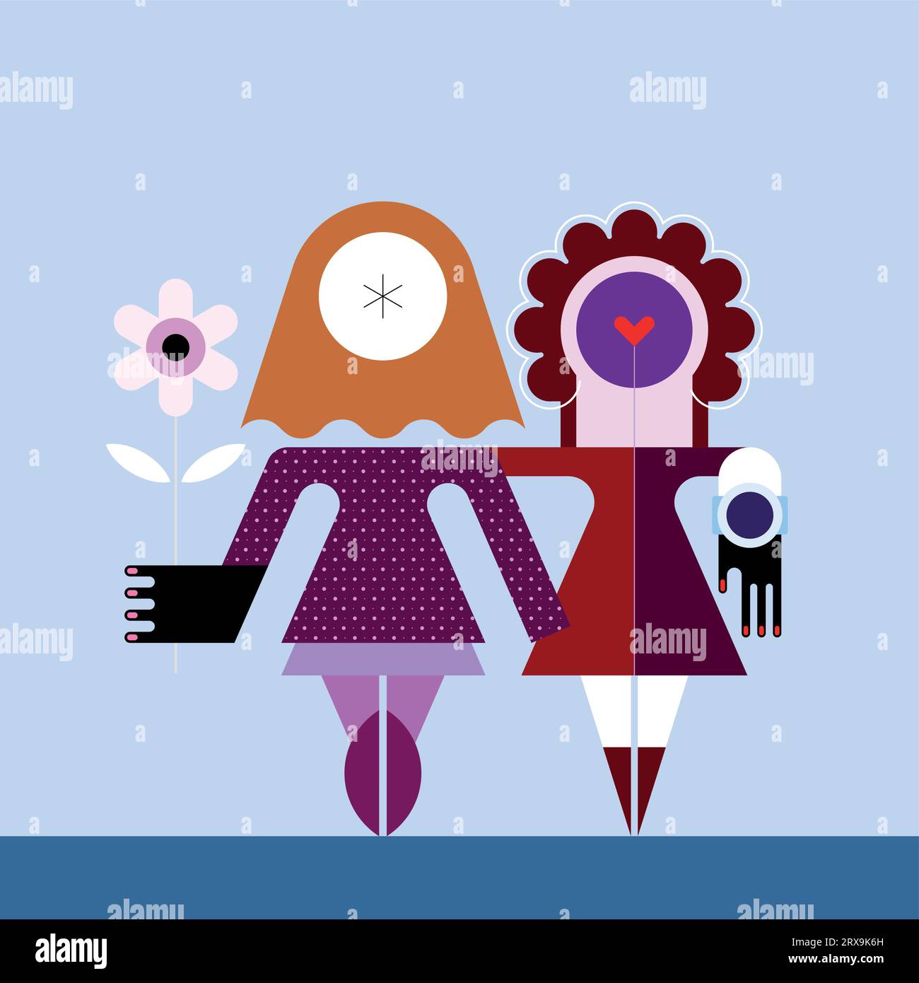 Geometric design of two abstract faceless female figures, vector ... Geometric design of two abstract faceless female figures, vector ...