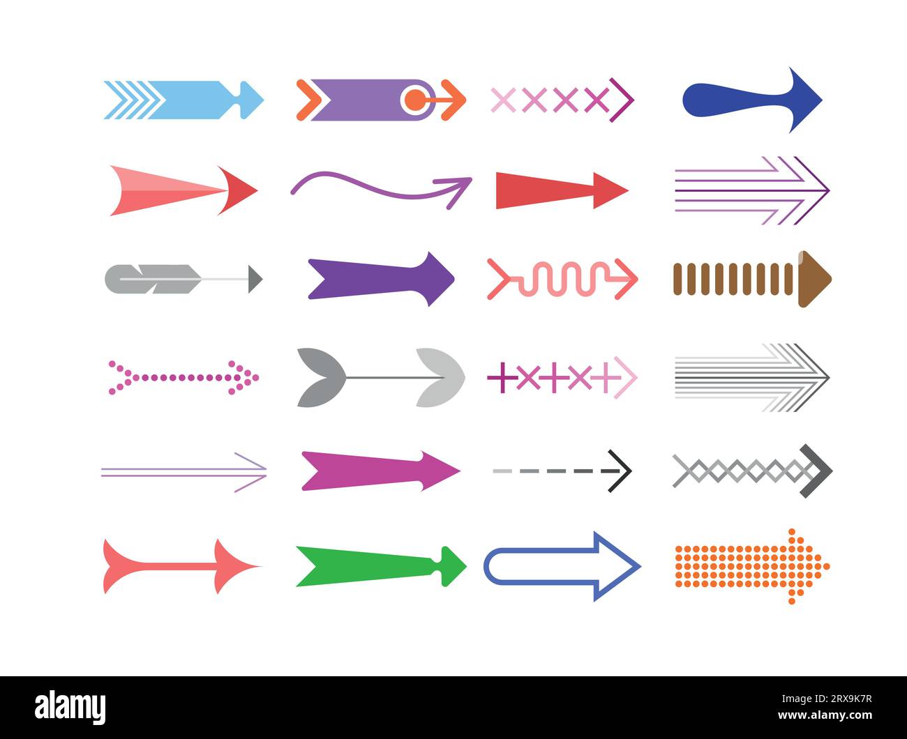 Arrows vector icon set. Large bundle of decorative colored design ...