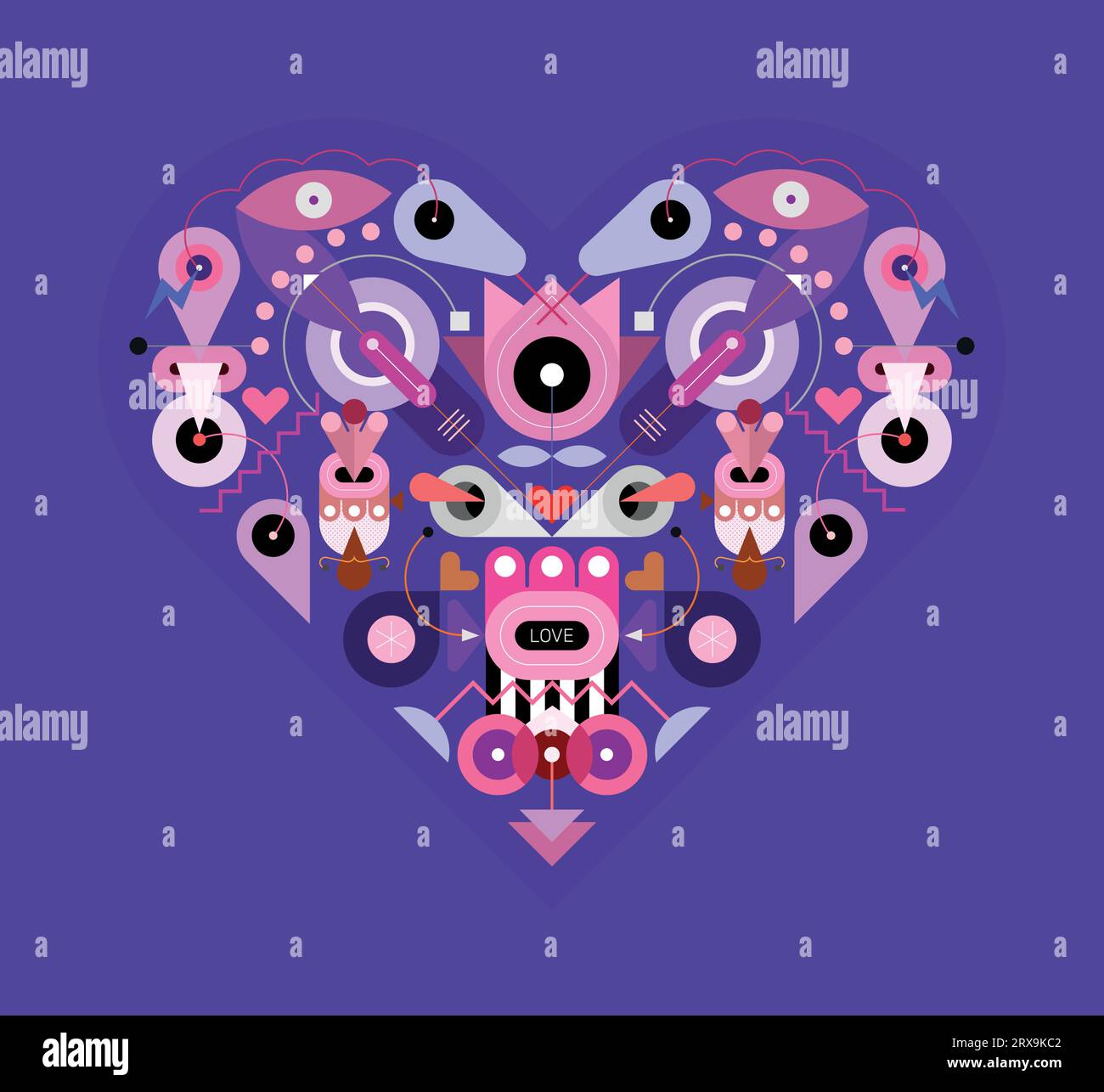 Heart shape design includes many abstract different objects and ...