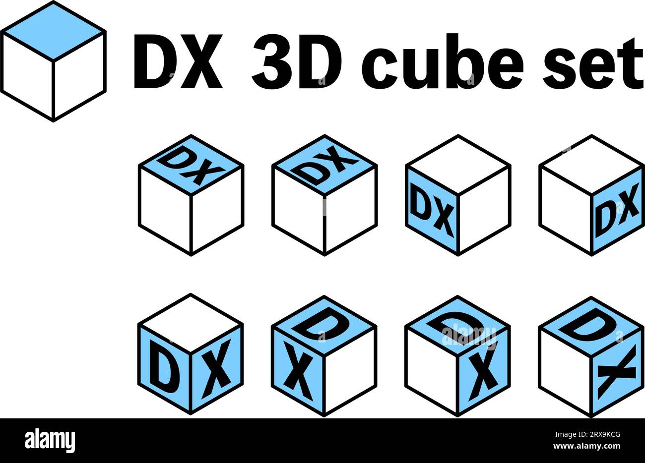DX and simple cube set, title and heading decorations Stock Vector ...