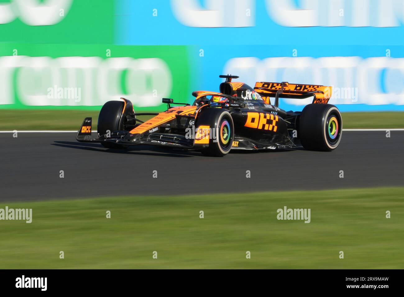 McLaren driver Oscar Piastri of Australia steers his car during the ...