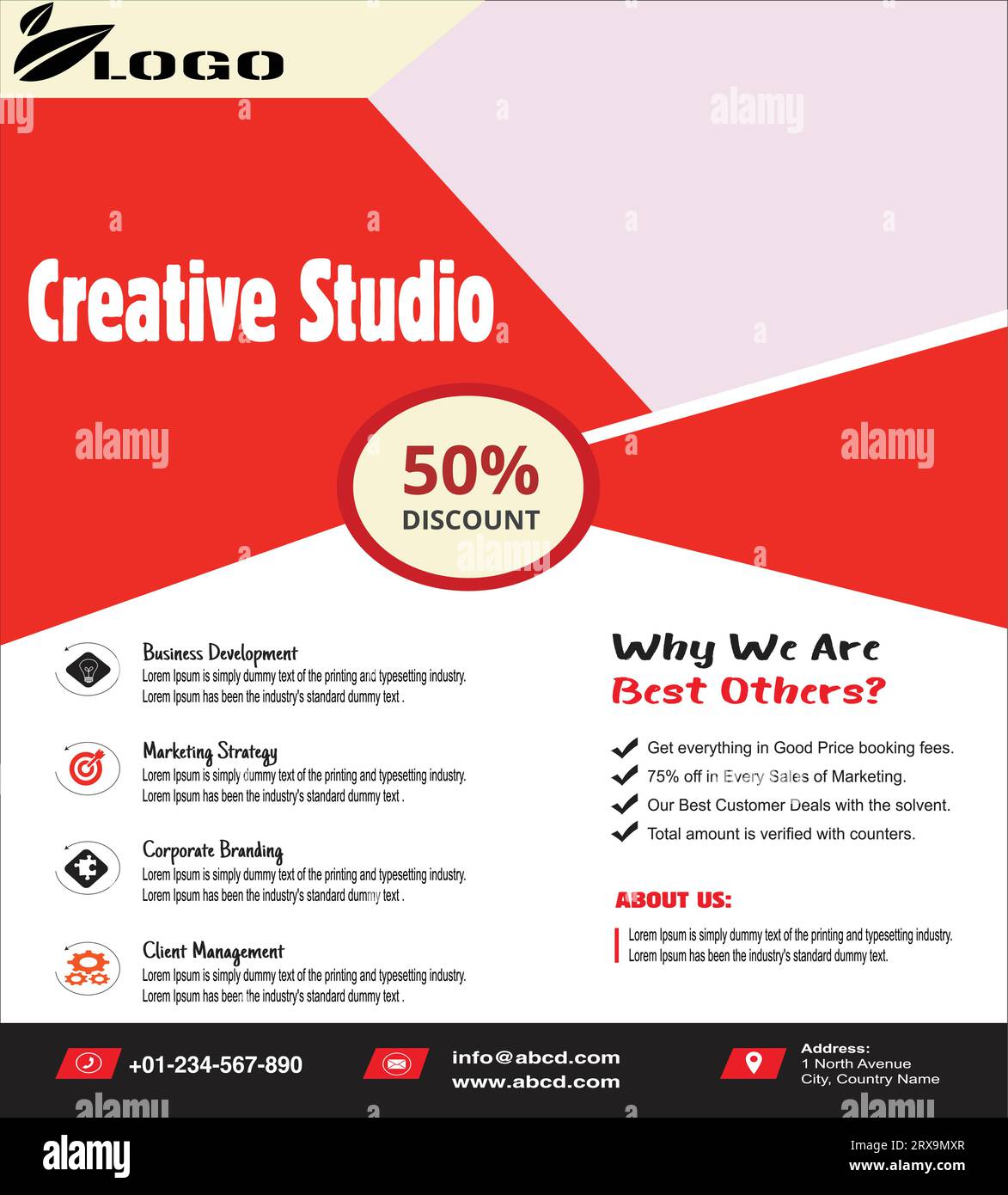 Innovative creative studio business development flyer template Stock ...