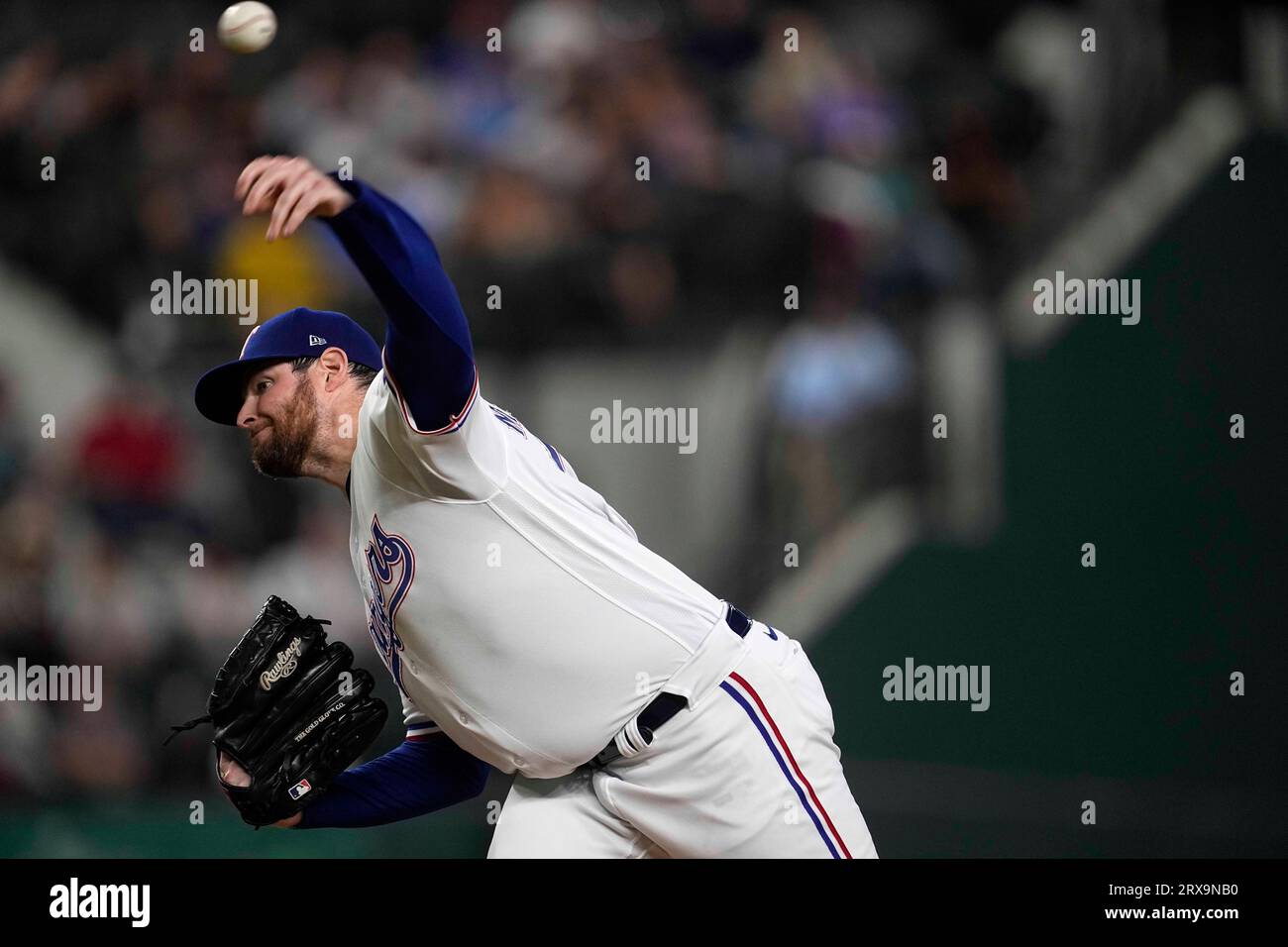 Texas Rangers starting pitcher Jordan Montgomery throws to the Boston ...