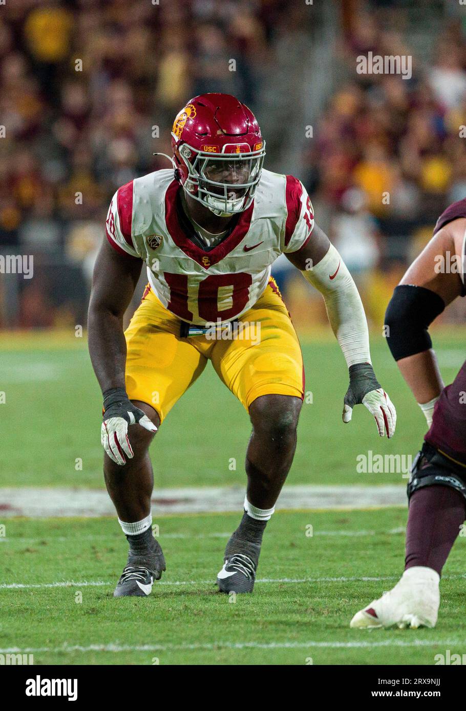 TEMPE, AZ - SEPTEMBER 23: USC Trojans defensive end Jamil Muhammad (10 ...