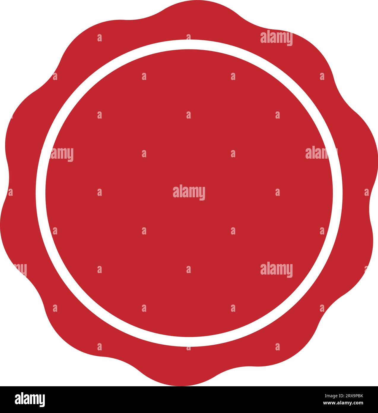 Red circle seal stamp icon. Vintage wavy edge circle sticker. Star ...