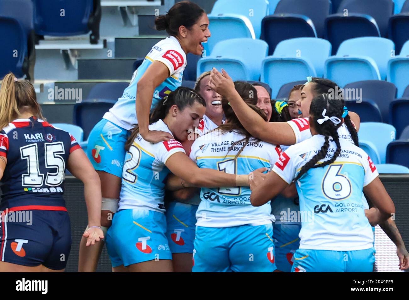 Sydney, Australia. 24th Sep, 2023. Titans celebrate the try of Brittany ...