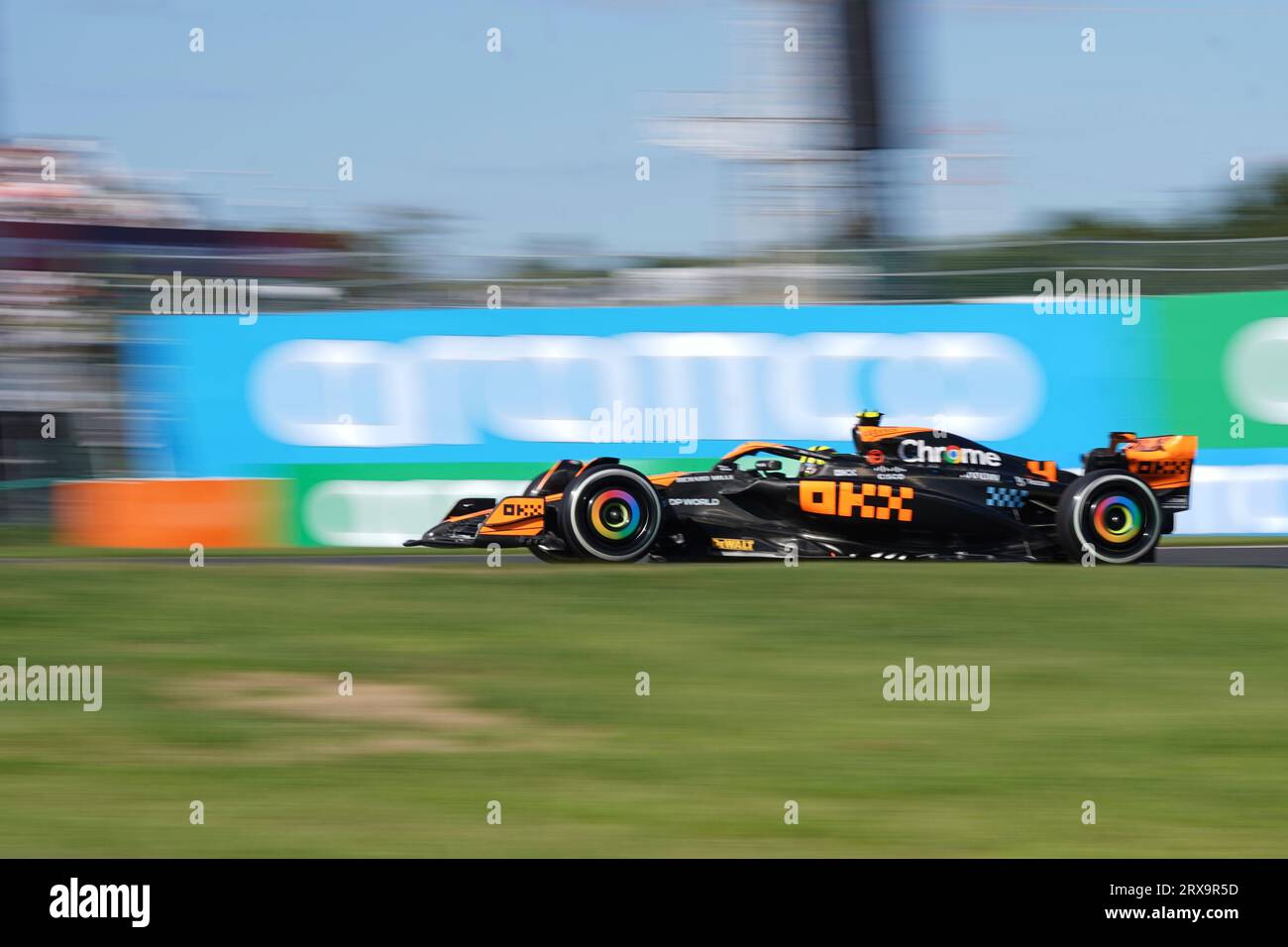 McLaren driver Lando Norris of Britain steers his car during the ...