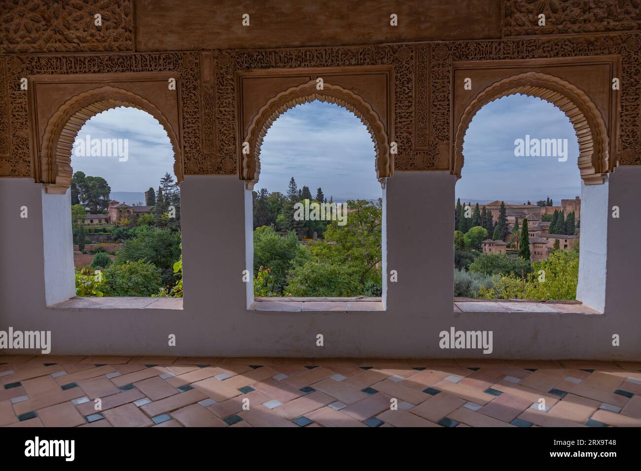 Gardens and summer palace of the emirs of Granada from Nasrid dynasty, Alhambra complex. UNESCO ...