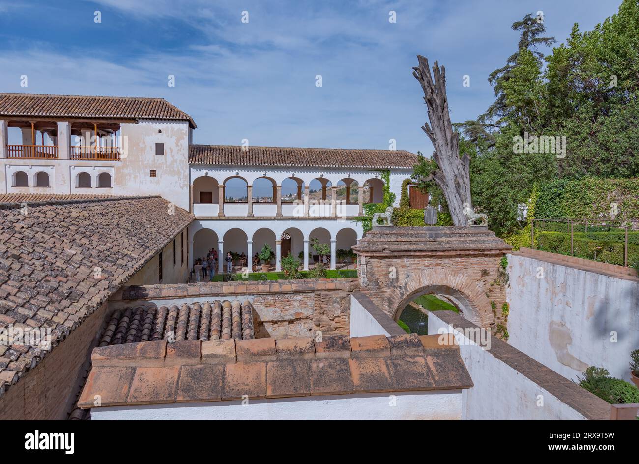 Gardens and summer palace of the emirs of Granada from Nasrid dynasty, Alhambra complex. UNESCO ...