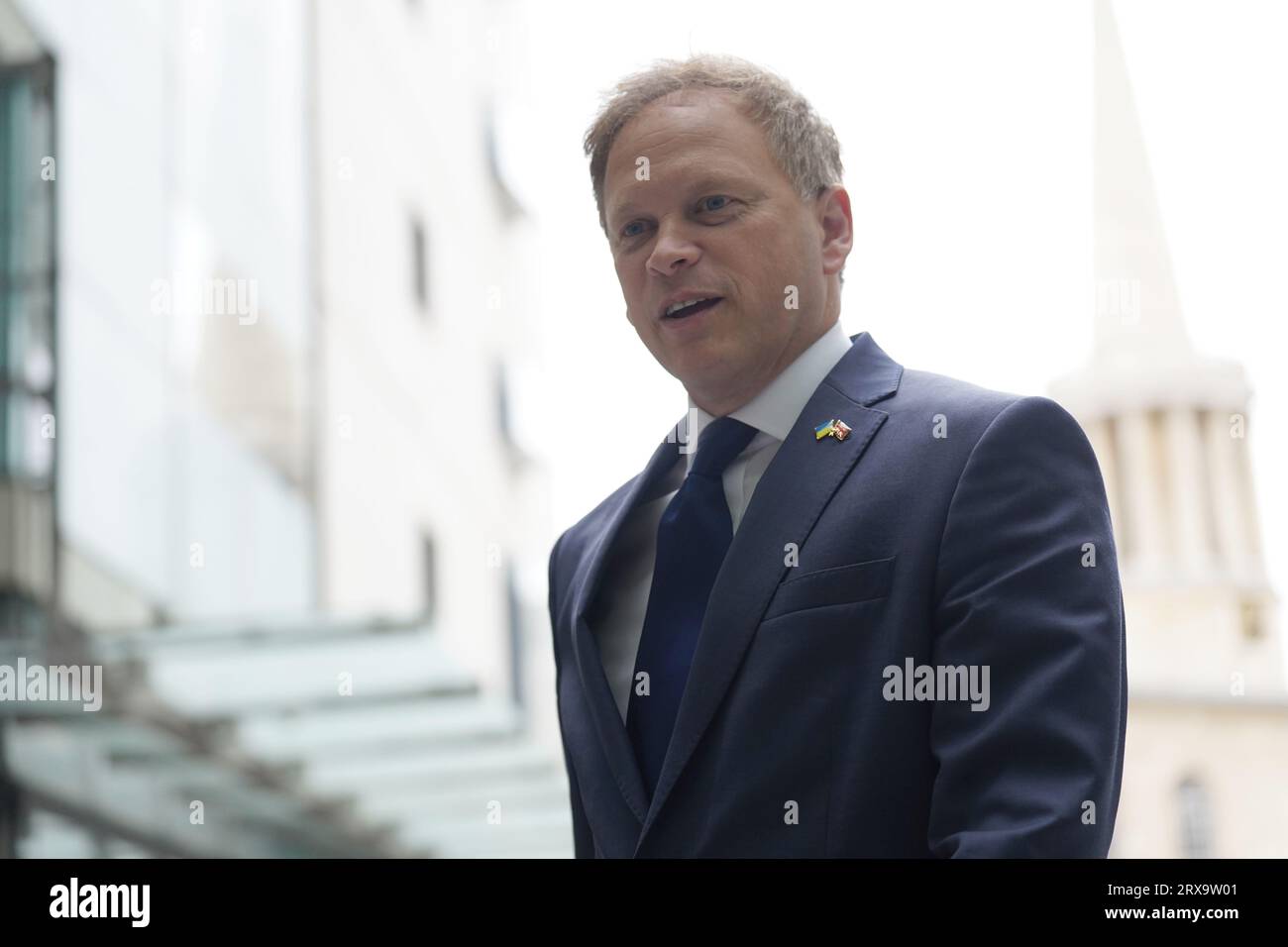 Defence Secretary Grant Shapps arrives at BBC Broadcasting House in ...