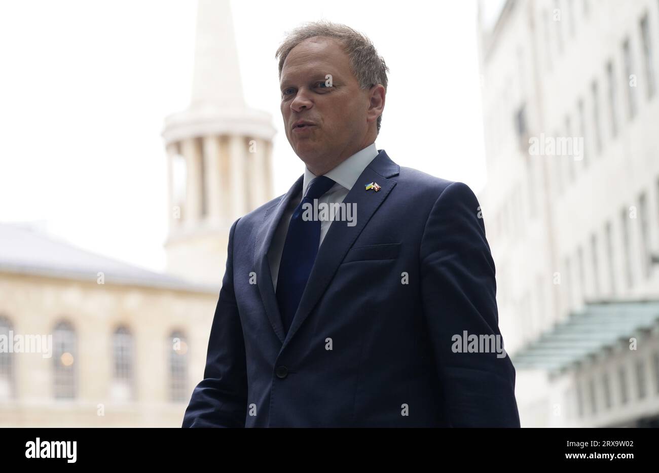 Defence Secretary Grant Shapps arrives at BBC Broadcasting House in ...