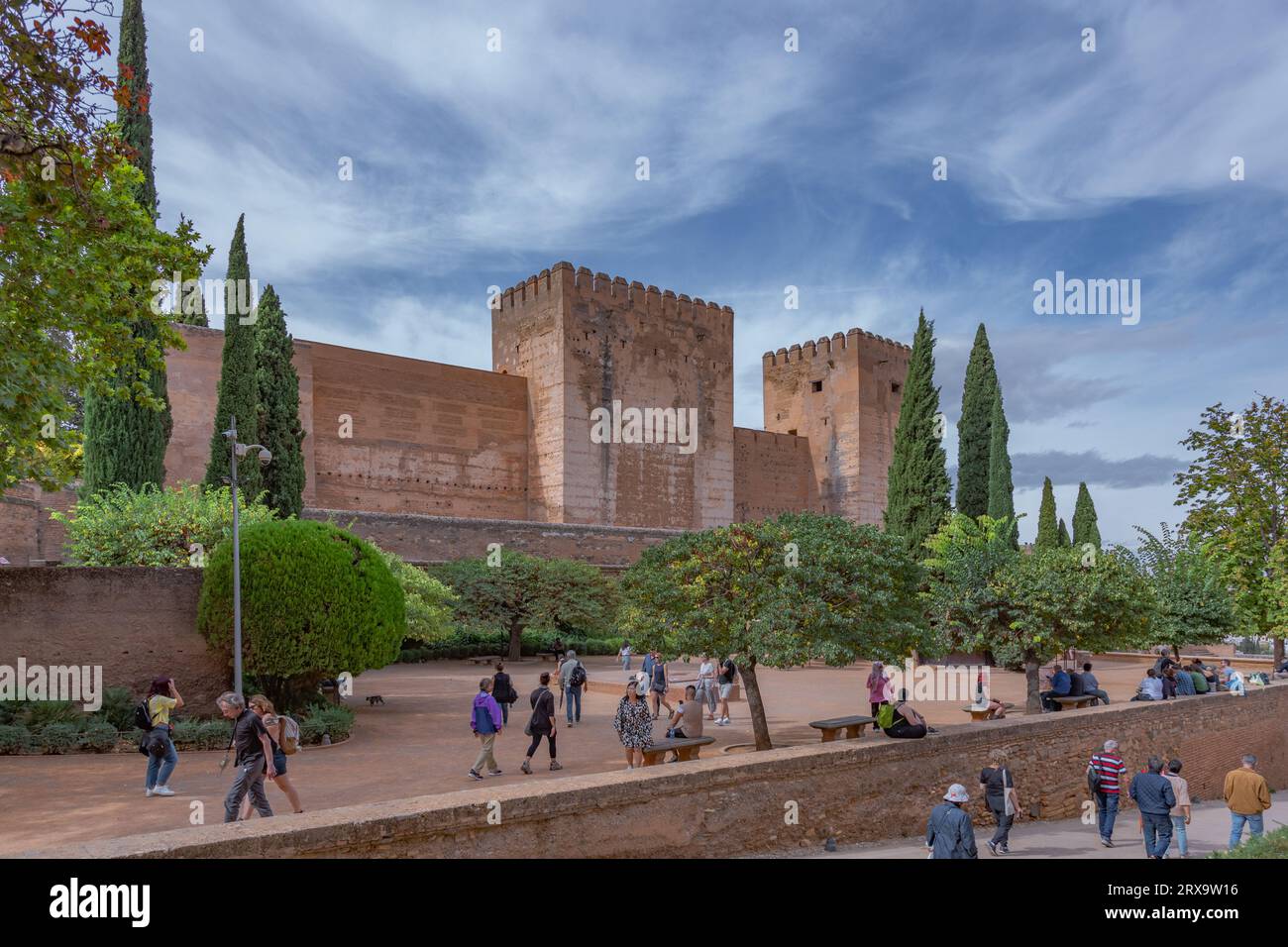 Alcazaba medieval fortress, Alhambra de Granada complex. Ramparts ...