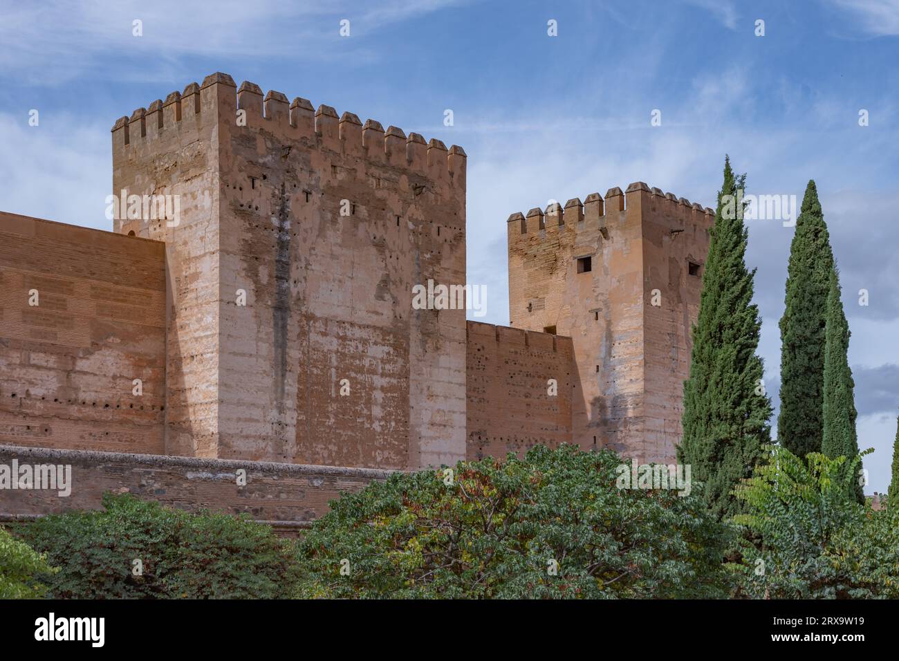 Alcazaba medieval fortress, Alhambra de Granada complex. Ramparts ...