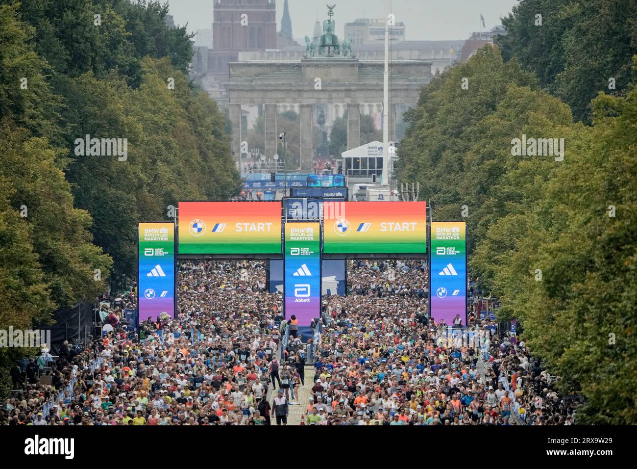 Runners start in the Berlin Marathon in Berlin, Germany, Sunday, Sept ...