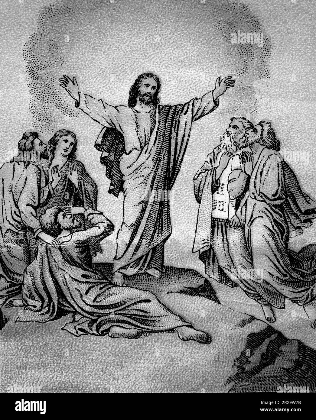 Illustration depicting the transfiguration of Jesus described in the ...