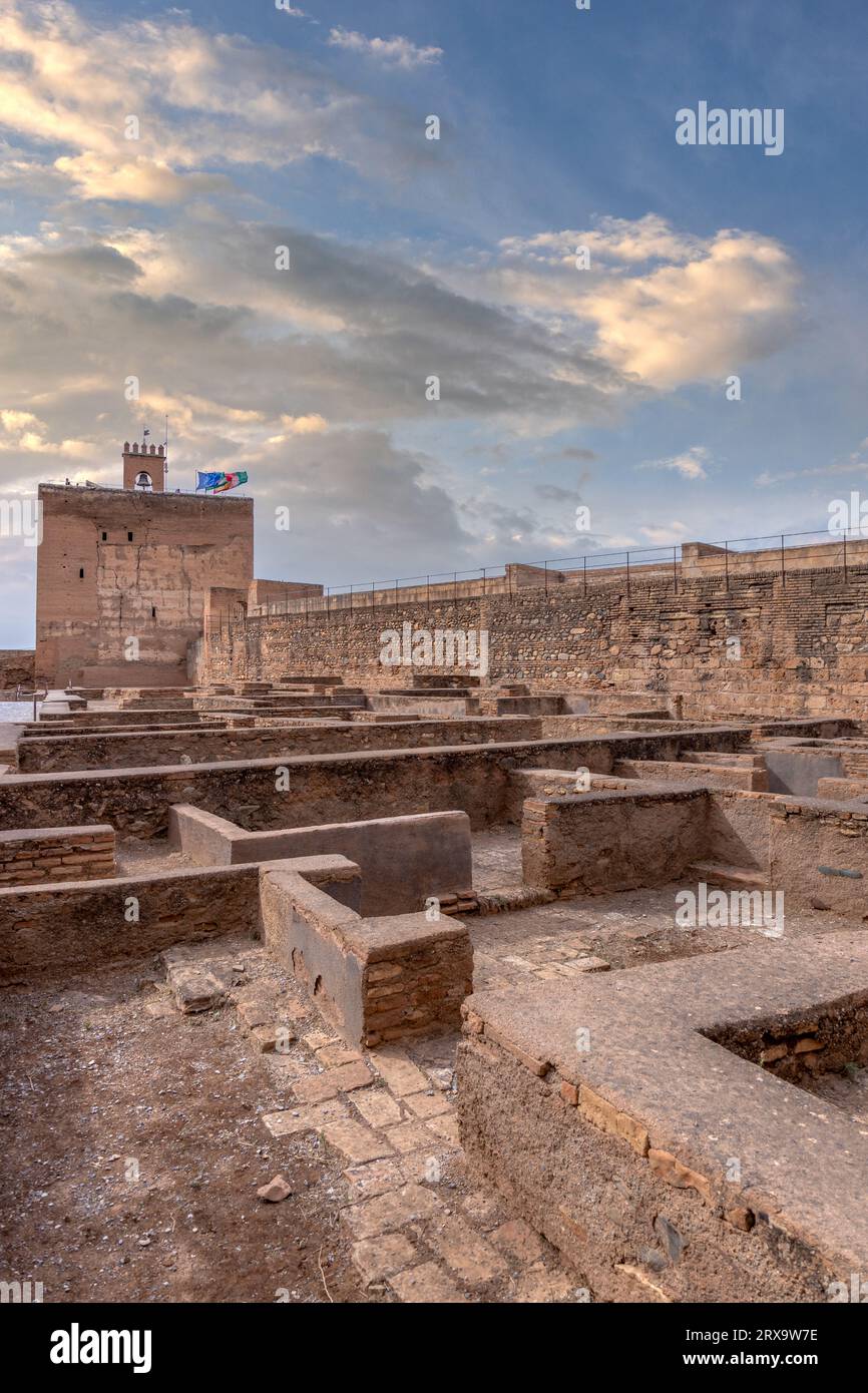 Alcazaba medieval fortress, Alhambra de Granada complex. Ramparts ...