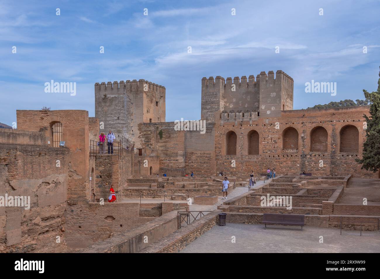 Alcazaba medieval fortress, Alhambra de Granada complex. Ramparts ...