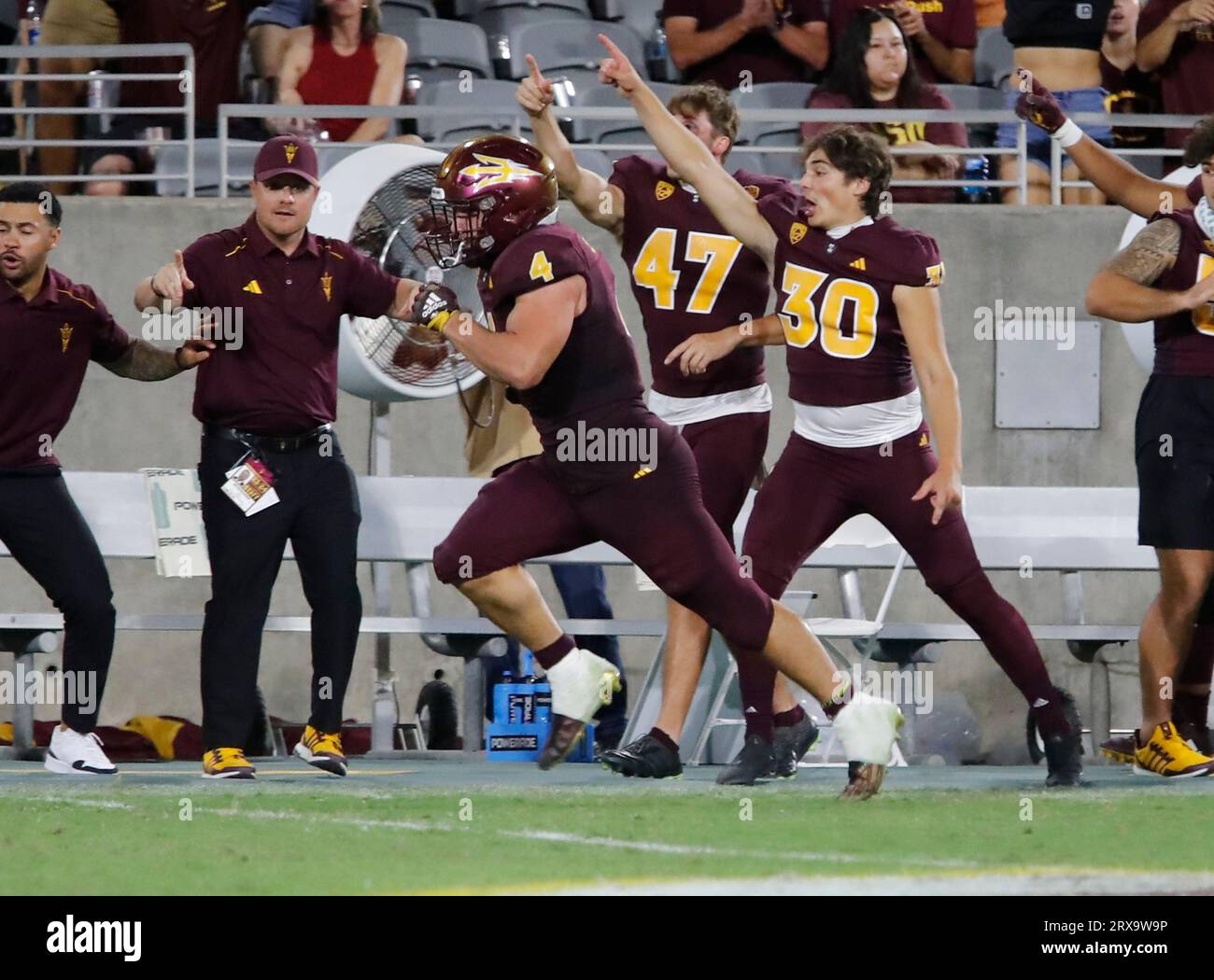 September 23, 2023: Cameron Skattebo (4) of the Arizona State Sun ...