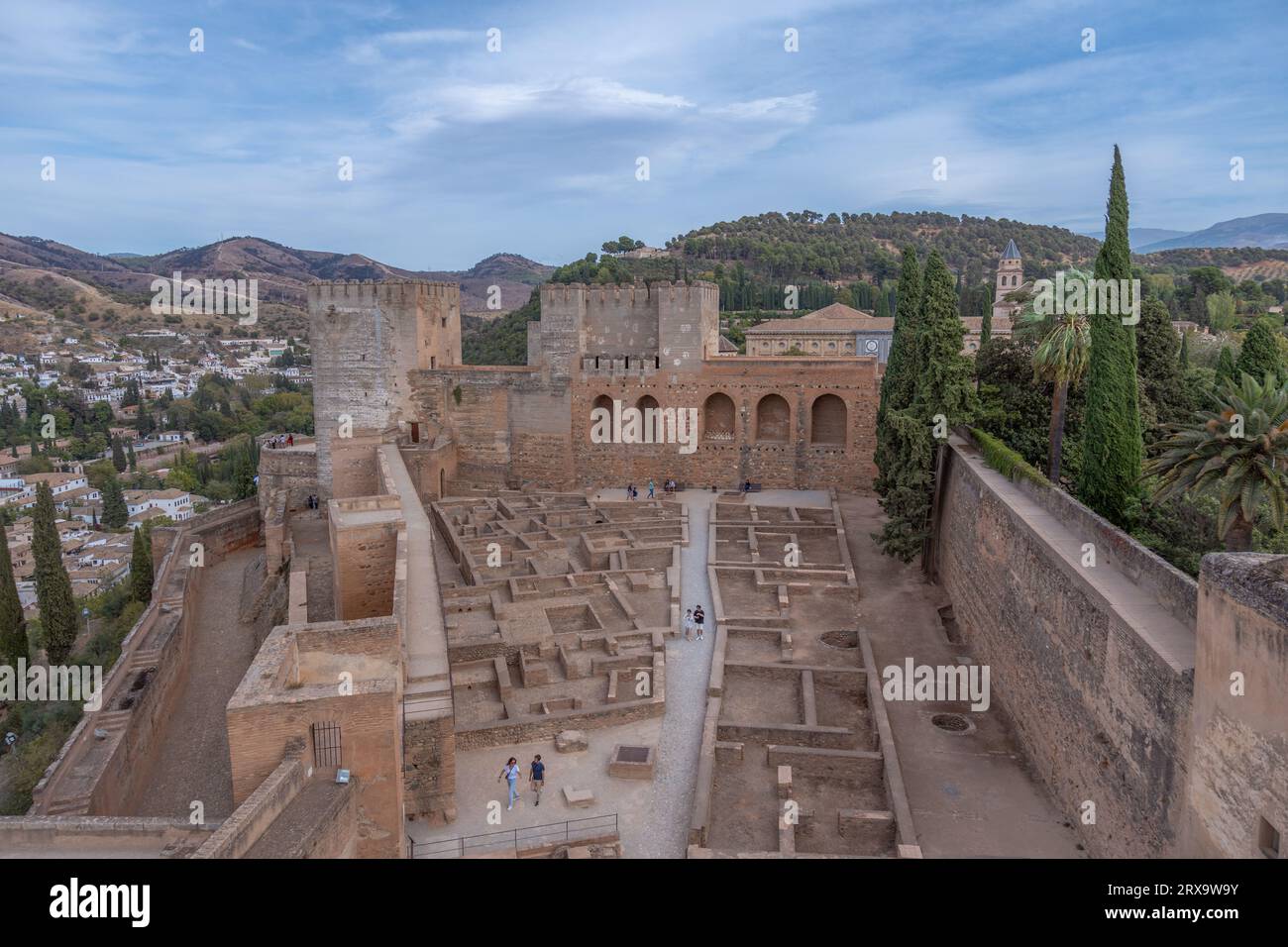 Alcazaba medieval fortress, Alhambra de Granada complex. Ramparts ...