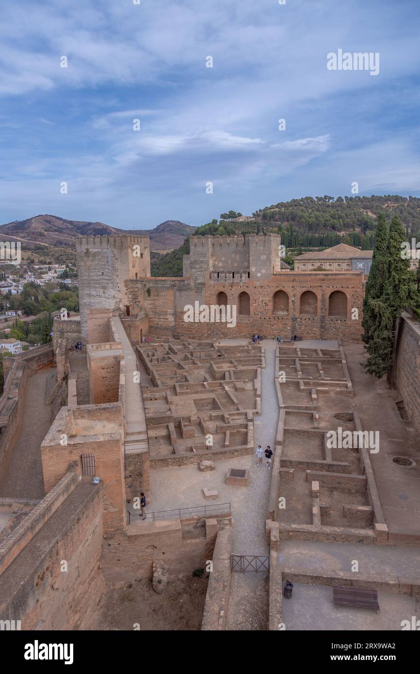 Alcazaba medieval fortress, Alhambra de Granada complex. Ramparts ...