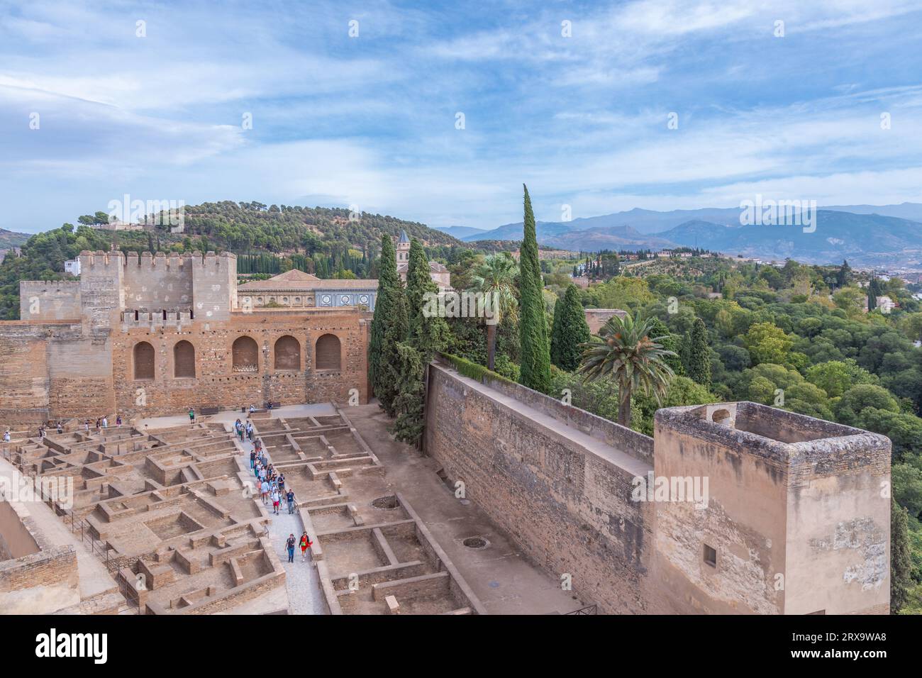Alcazaba medieval fortress, Alhambra de Granada complex. Ramparts ...
