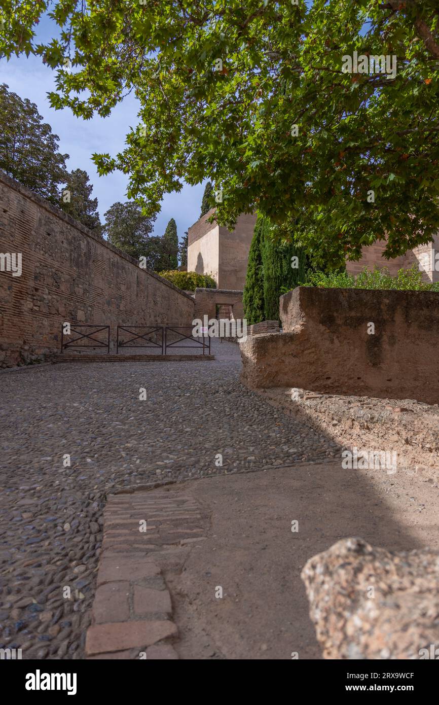 Alcazaba medieval fortress, Alhambra de Granada complex. Ramparts ...