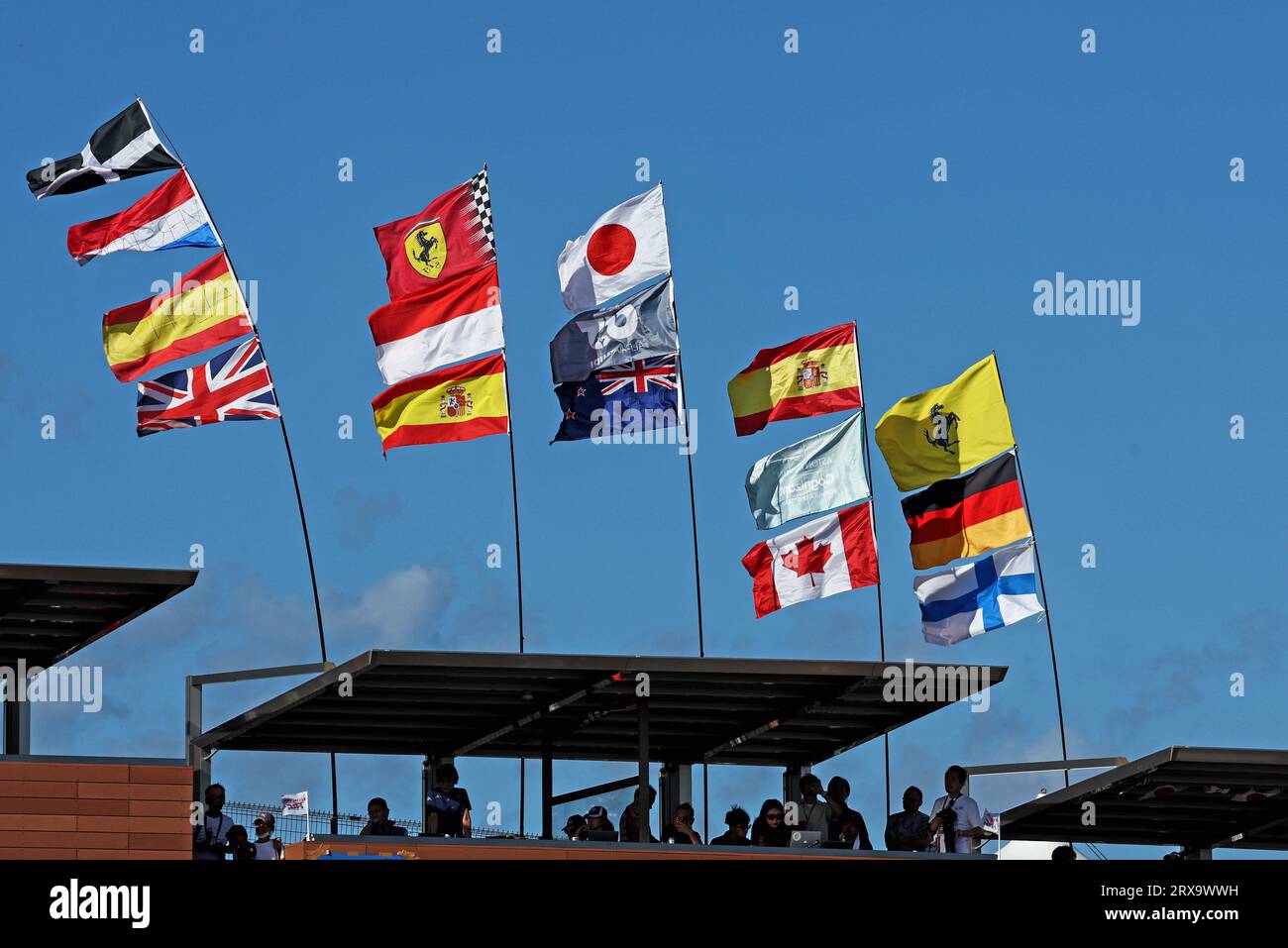Suzuka, Japan. 24th Sep, 2023. Circuit atmosphere - flags of many ...