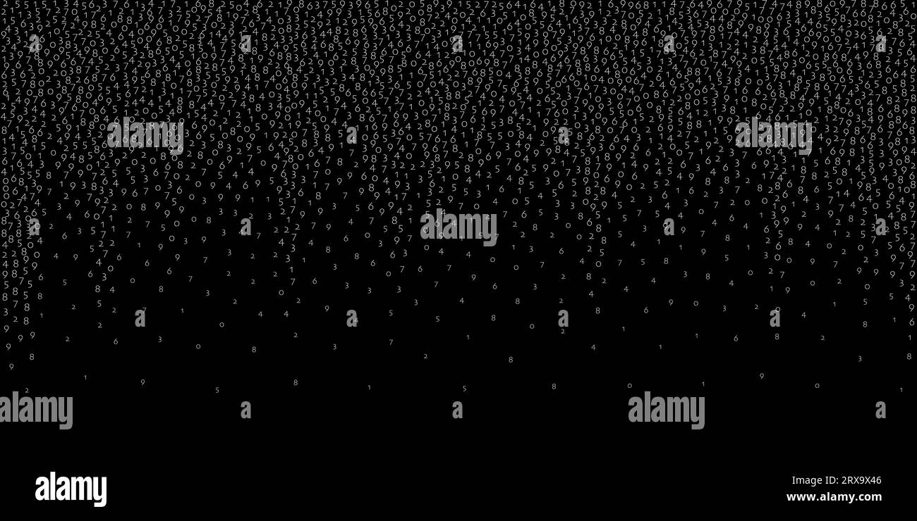 Falling numbers, big data concept. Binary white flying digits. Stylish ...