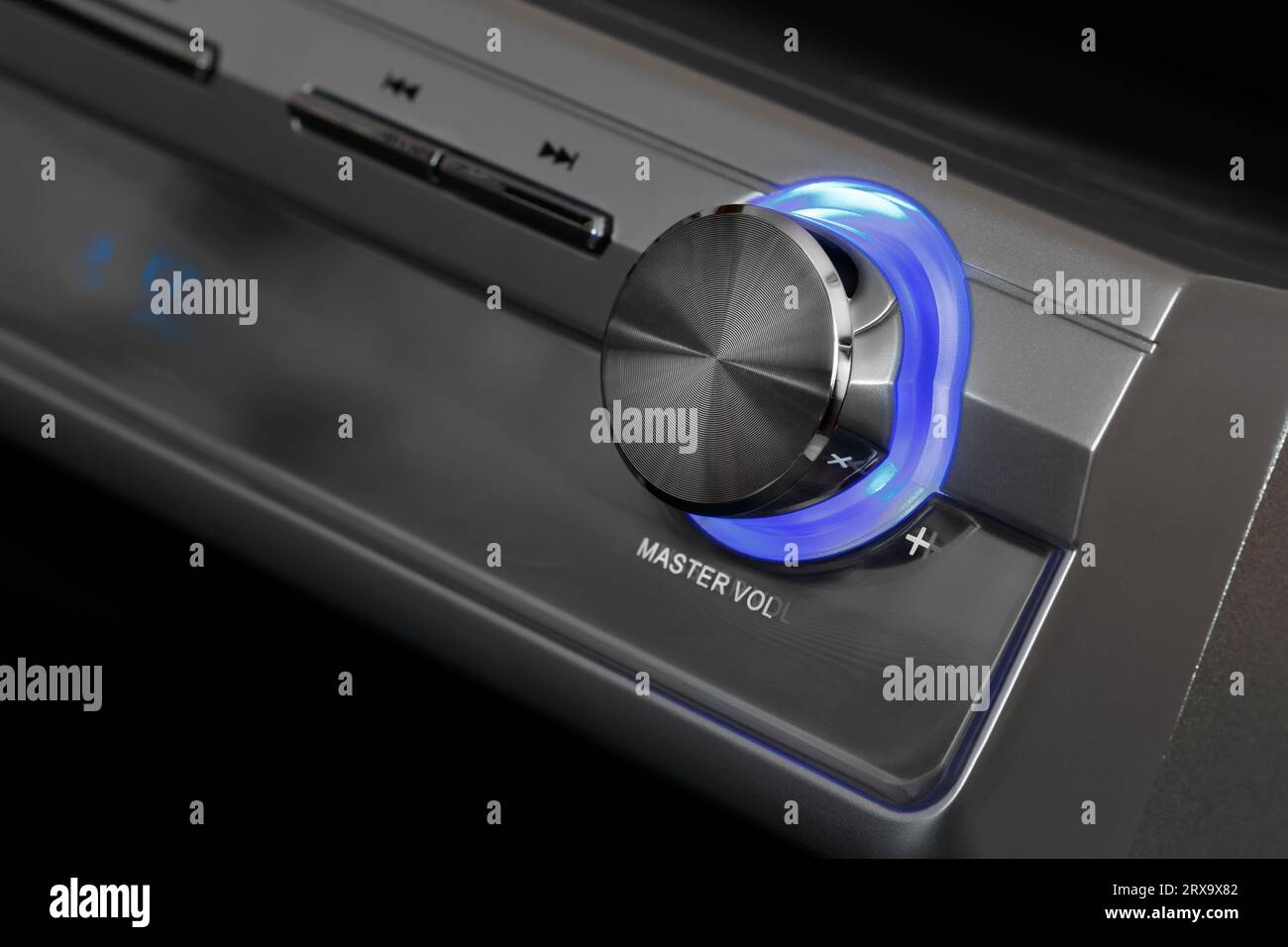 Volume control with blue backlight. Equipment for sound reproduction ...