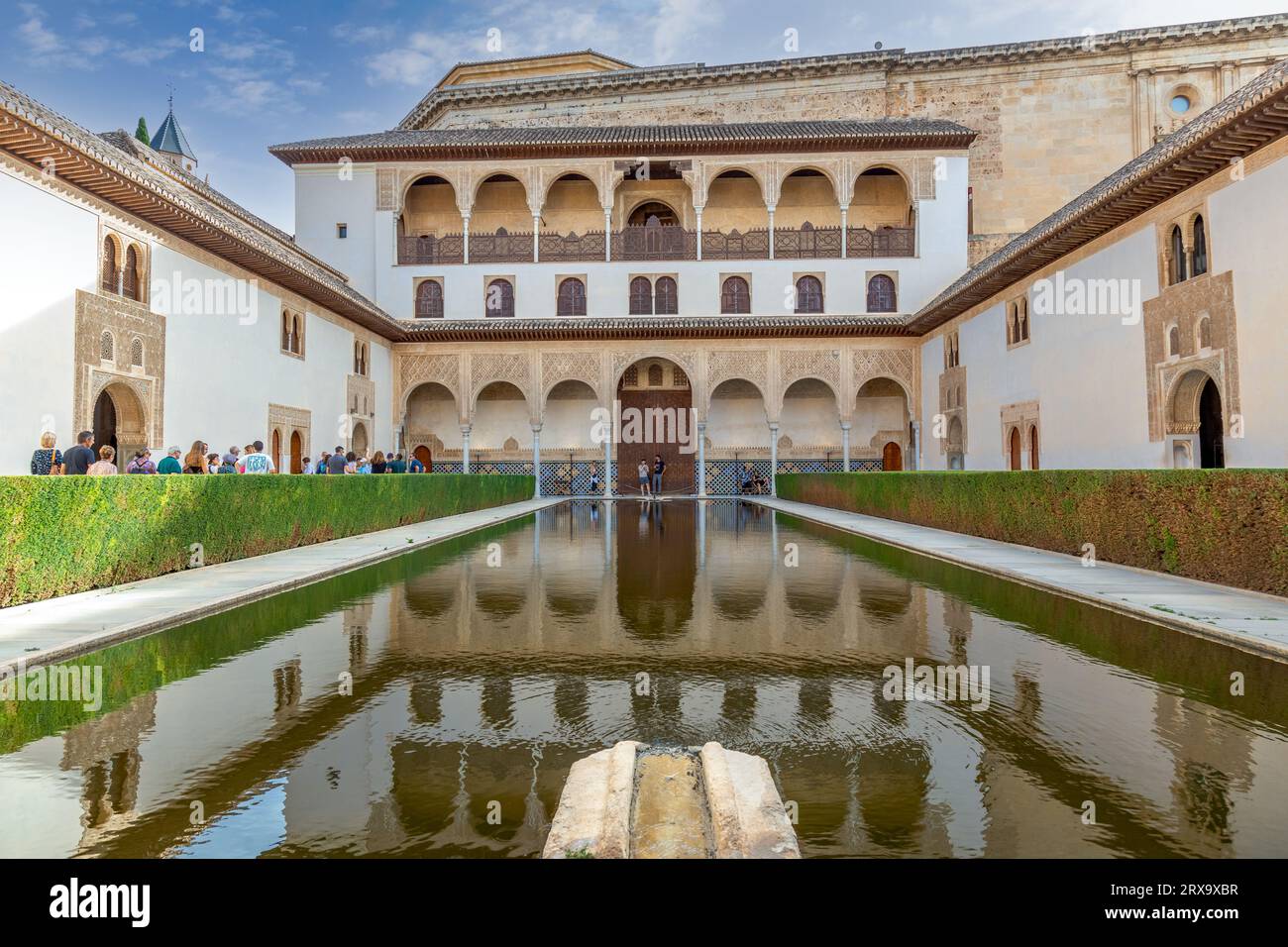 Nasrid Palace at the Alhambra complex in Granada. Courtyards, cloisters ...