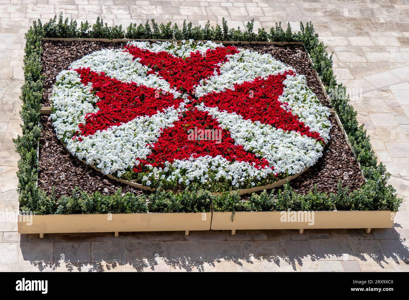 Valletta, Malta, May 1, 2023, Flowers representing the Maltese Cross ...
