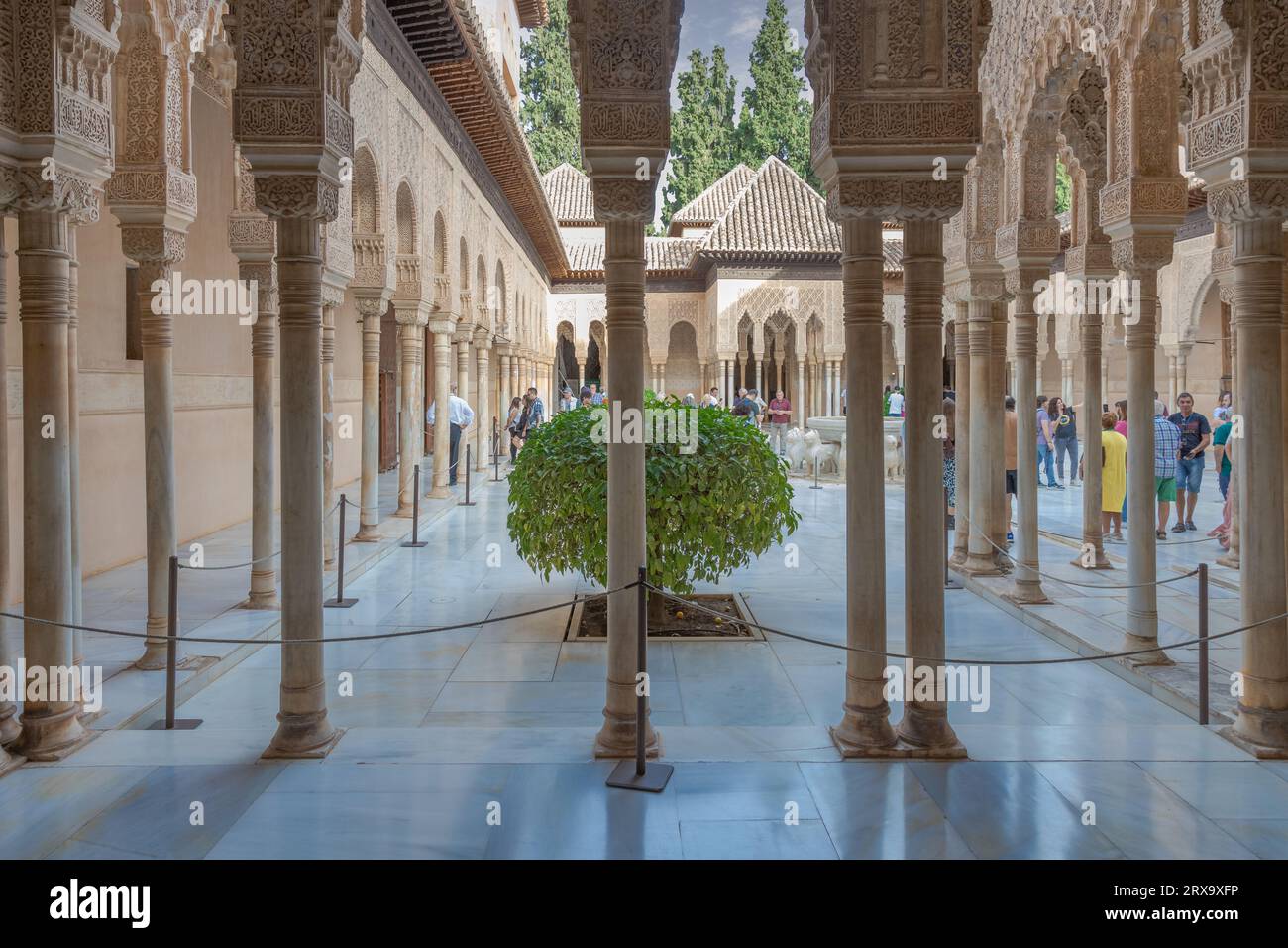Nasrid Palace at the Alhambra complex in Granada. Courtyards, cloisters ...