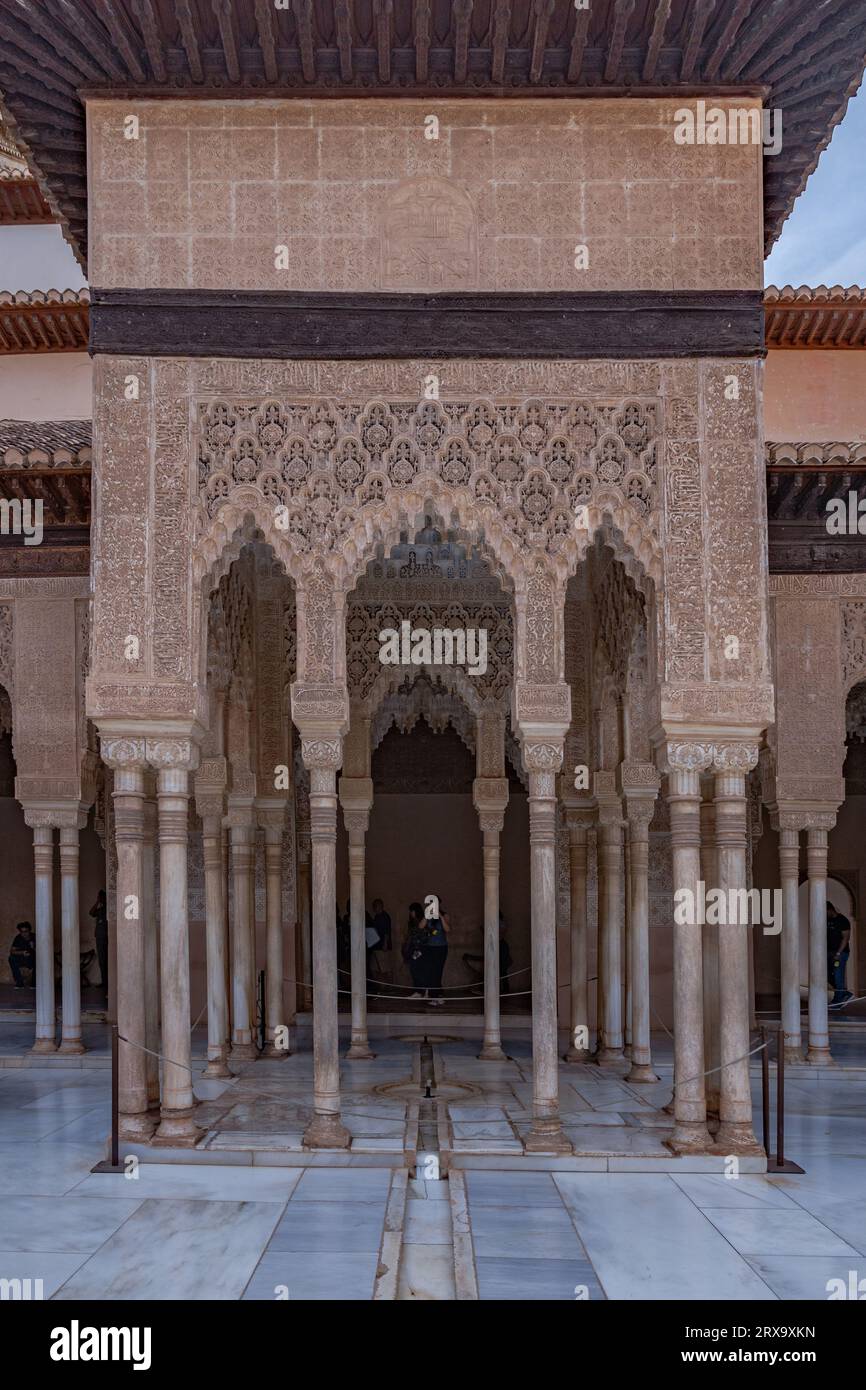 Nasrid Palace at the Alhambra complex in Granada. Courtyards, cloisters ...