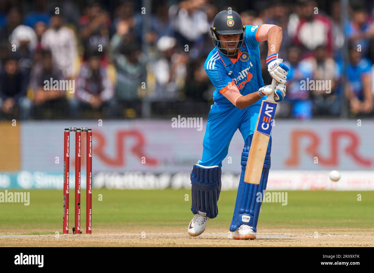 India's Shubman Gill bats during the second one day international ...