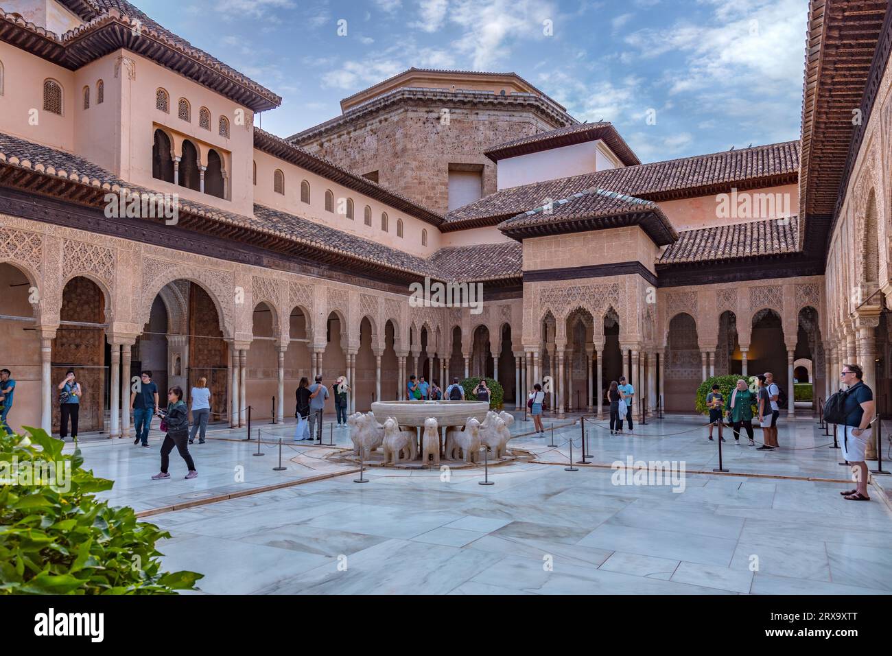 Nasrid Palace at the Alhambra complex in Granada. Courtyards, cloisters ...