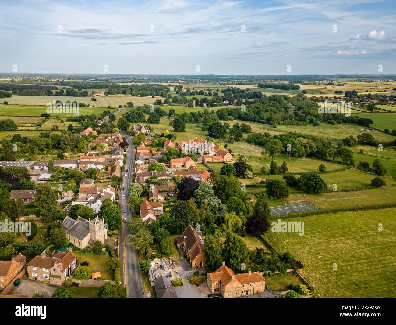 Aerial view of Great Ouseburn a village in the North Yorkshire ...