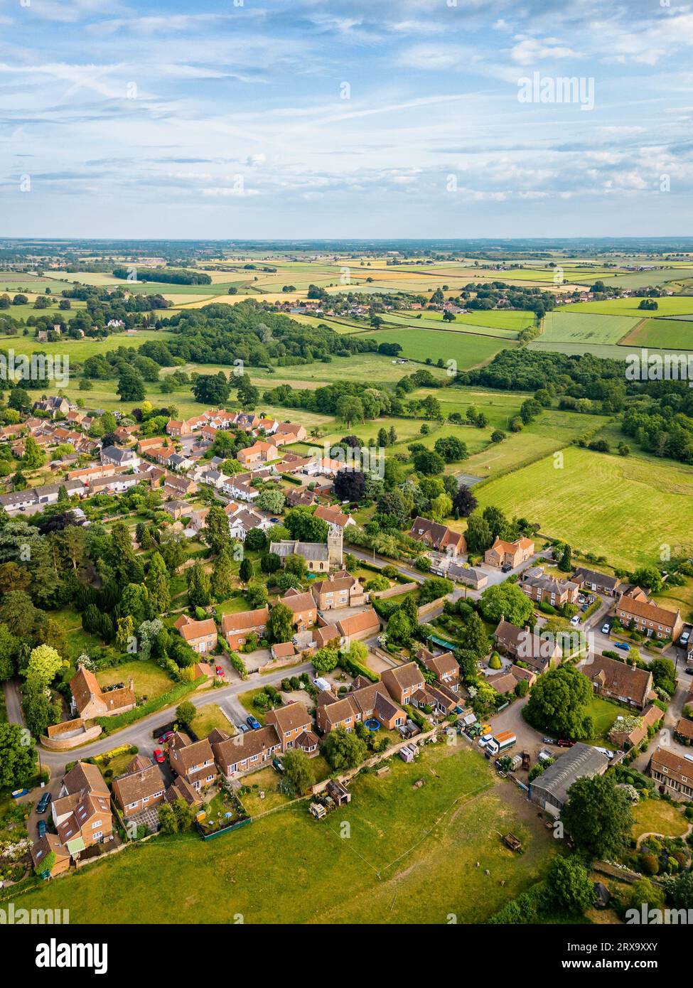 Aerial view of Great Ouseburn a village in the North Yorkshire ...