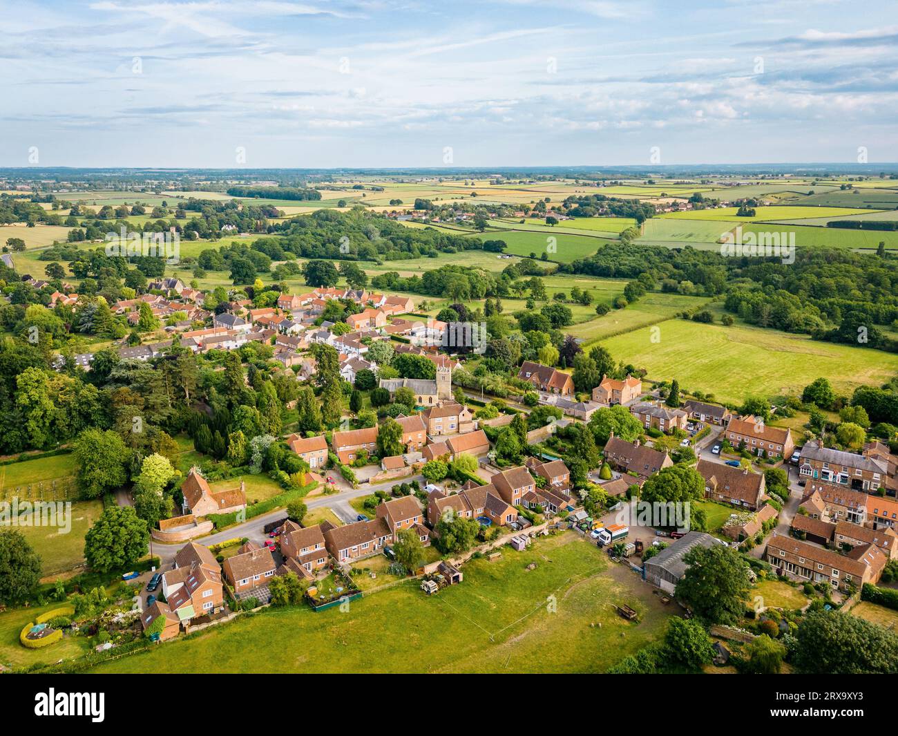 Aerial view of Great Ouseburn a village in the North Yorkshire ...