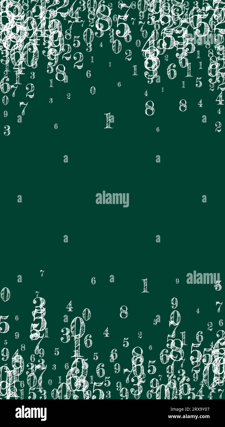 Concept of school background. White chalk numbers and digits falling ...