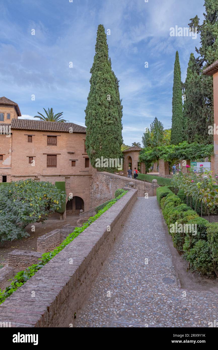 Alcazaba medieval fortress, Alhambra de Granada complex. Ramparts ...