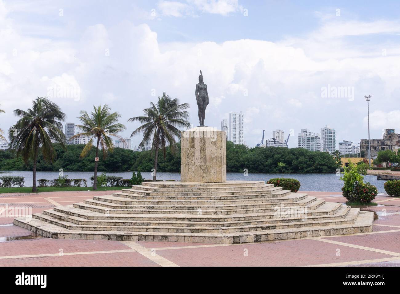 The statue of India Catalina in Cartagena de Indias, Colombia Stock ...